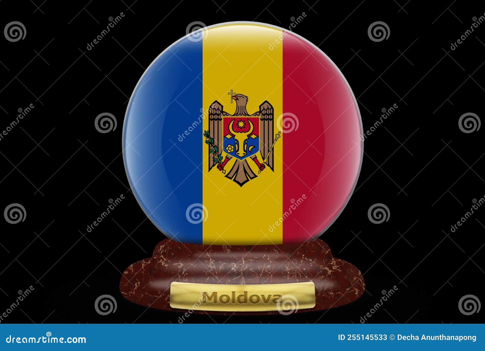 3D Flag of Moldova on a Globe Stock Illustration - Illustration of ...