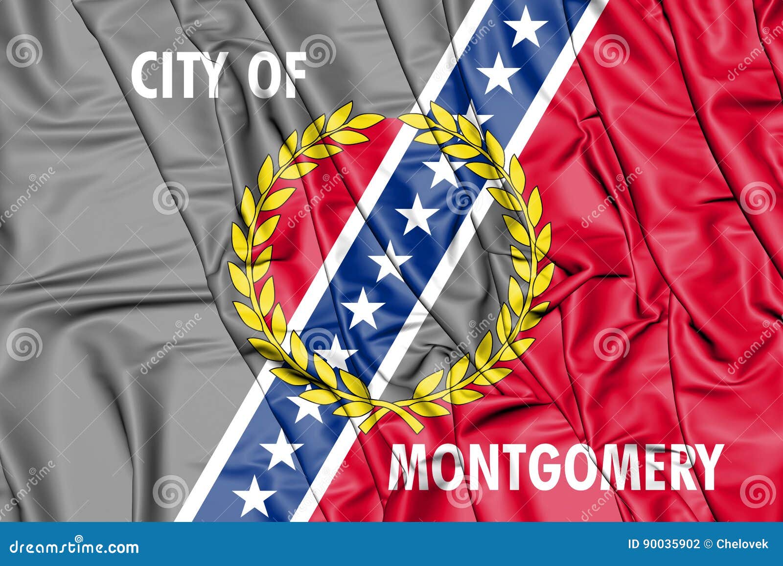 3D Flag of Montgomery Alabama, USA. Stock Illustration - Illustration ...