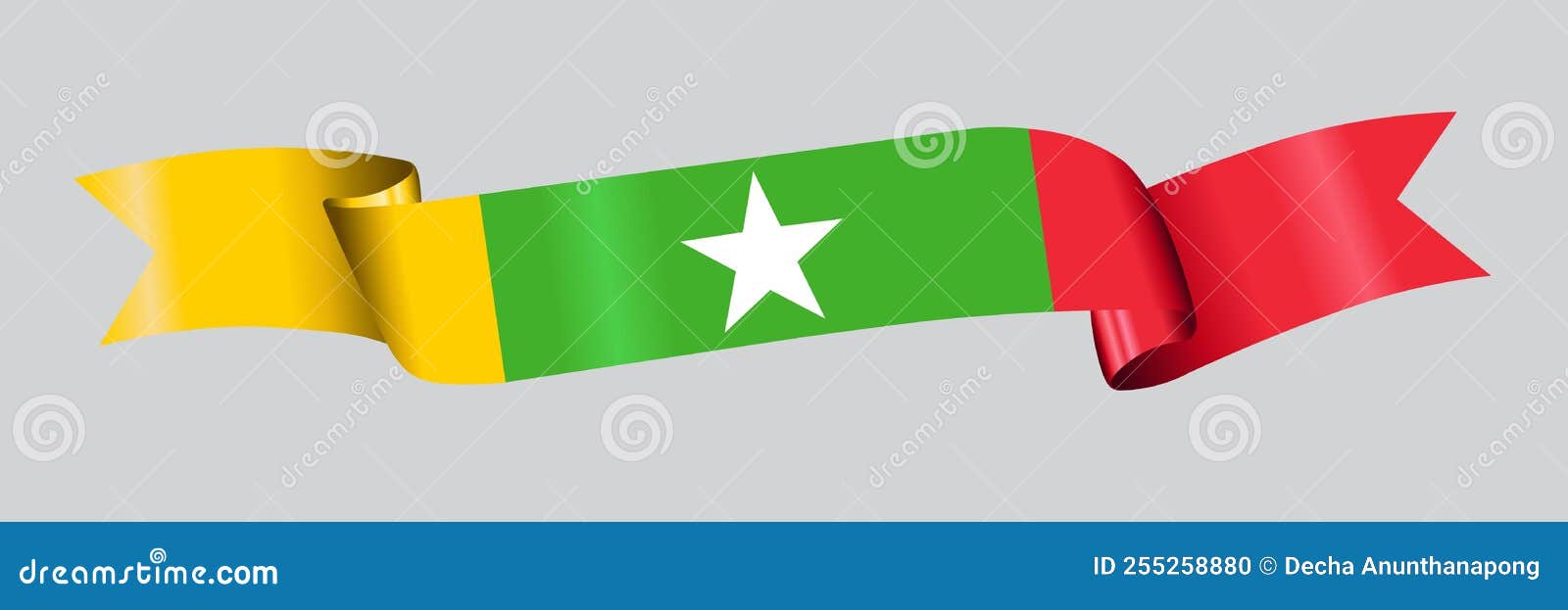 3D Flag of Myanmar on Ribbon Stock Vector - Illustration of retro ...