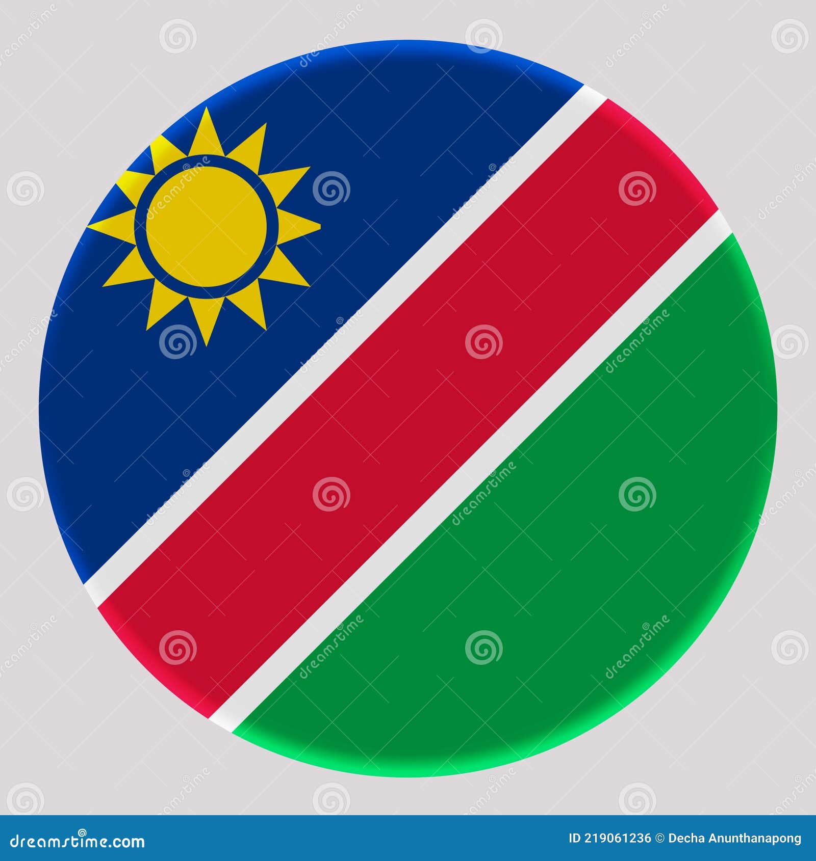 3D Flag of Namibia on Circle Stock Illustration - Illustration of logo ...