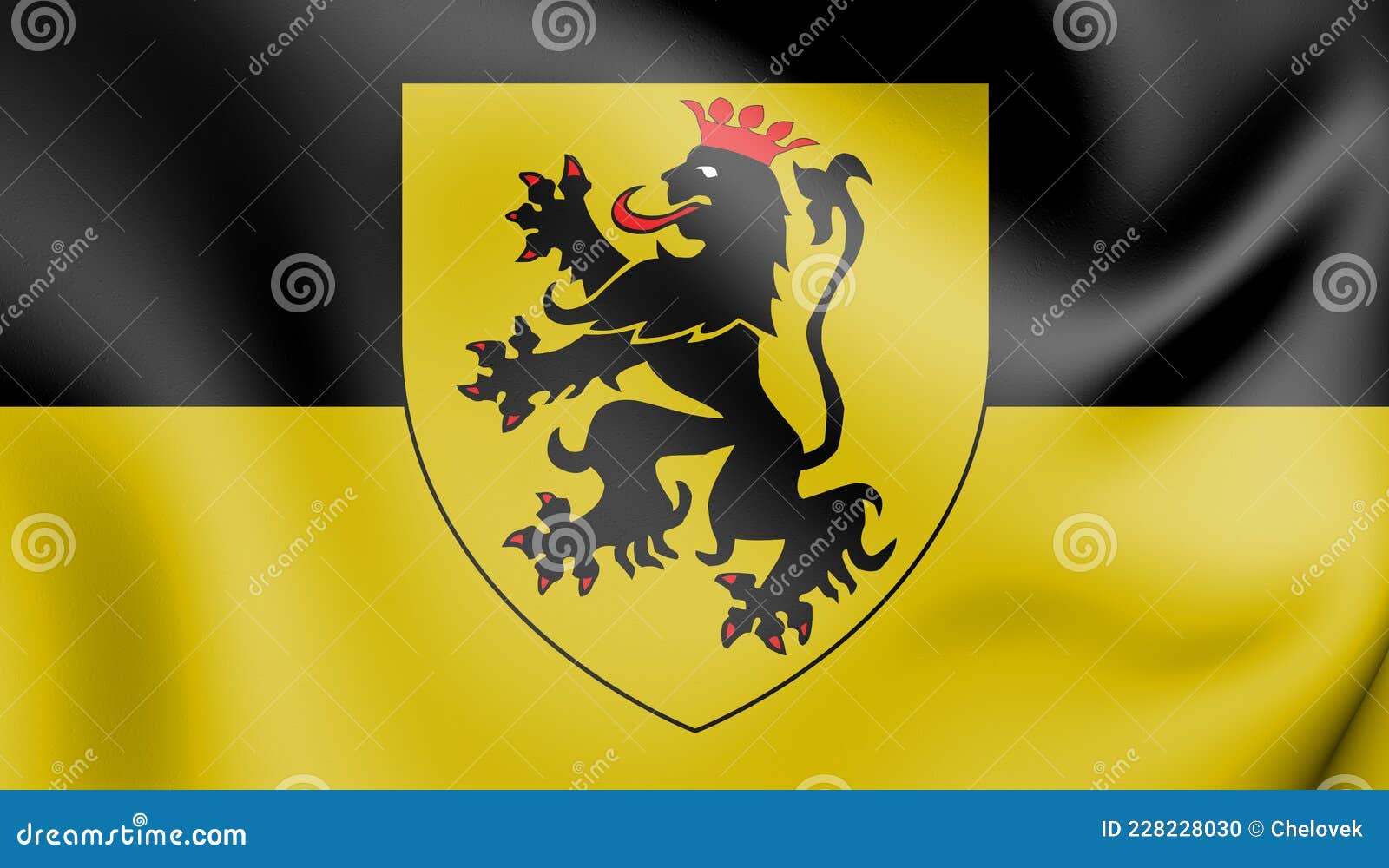 Flag of Namur, Belgium. 3D Illustration Stock Illustration ...