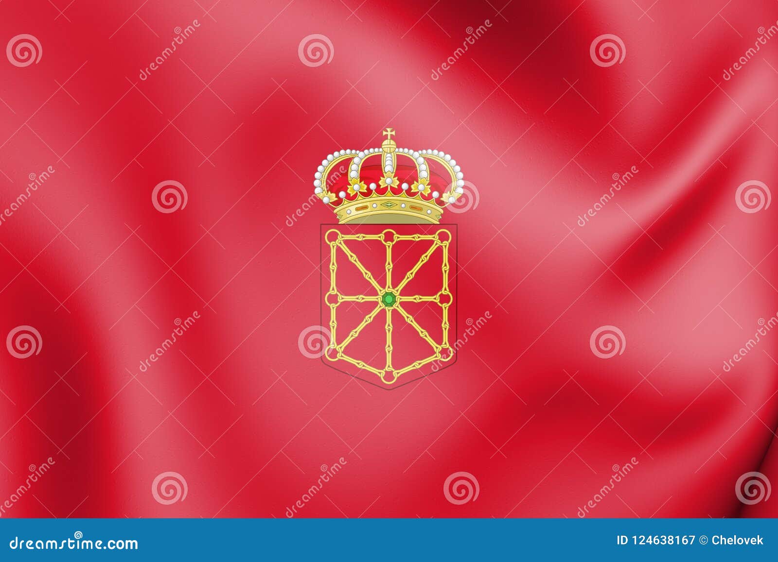 3D Flag of Navarra, Spain. stock illustration. Illustration of emblem ...