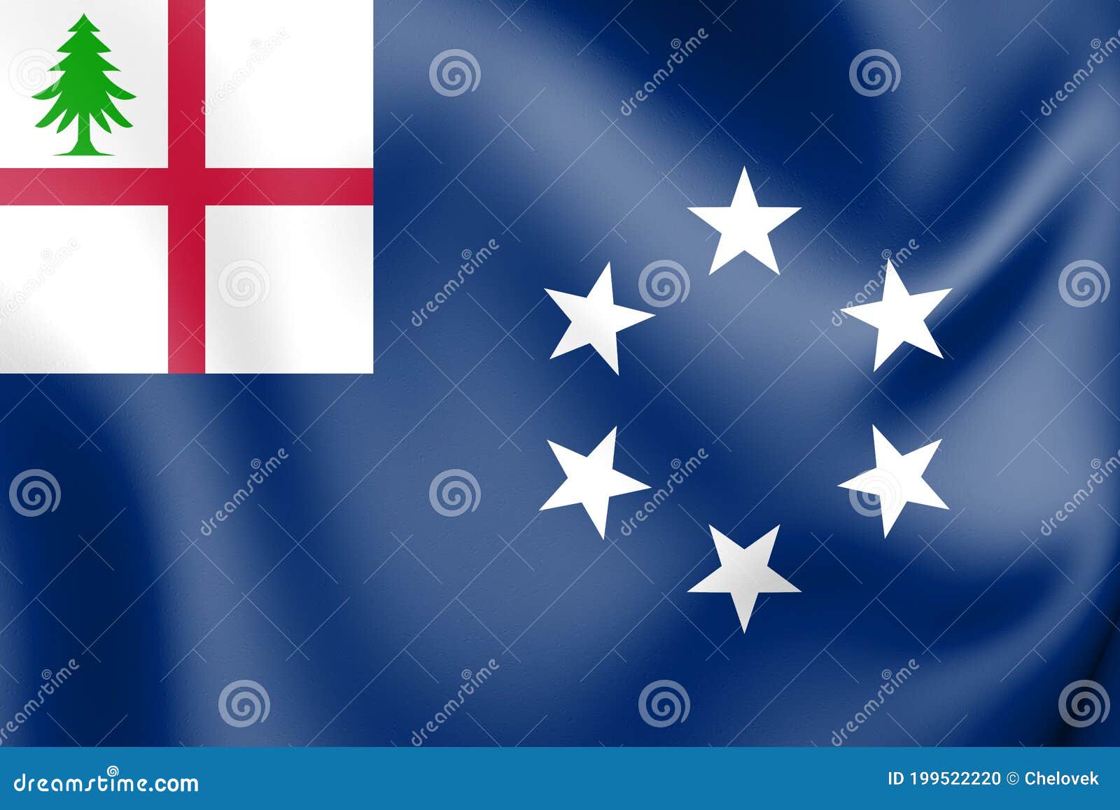 3D Flag of New England 1988, USA. Stock Illustration - Illustration of ...