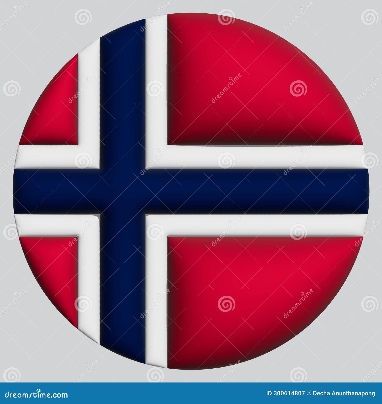 3D Flag of Norway on Circle Stock Illustration - Illustration of design ...