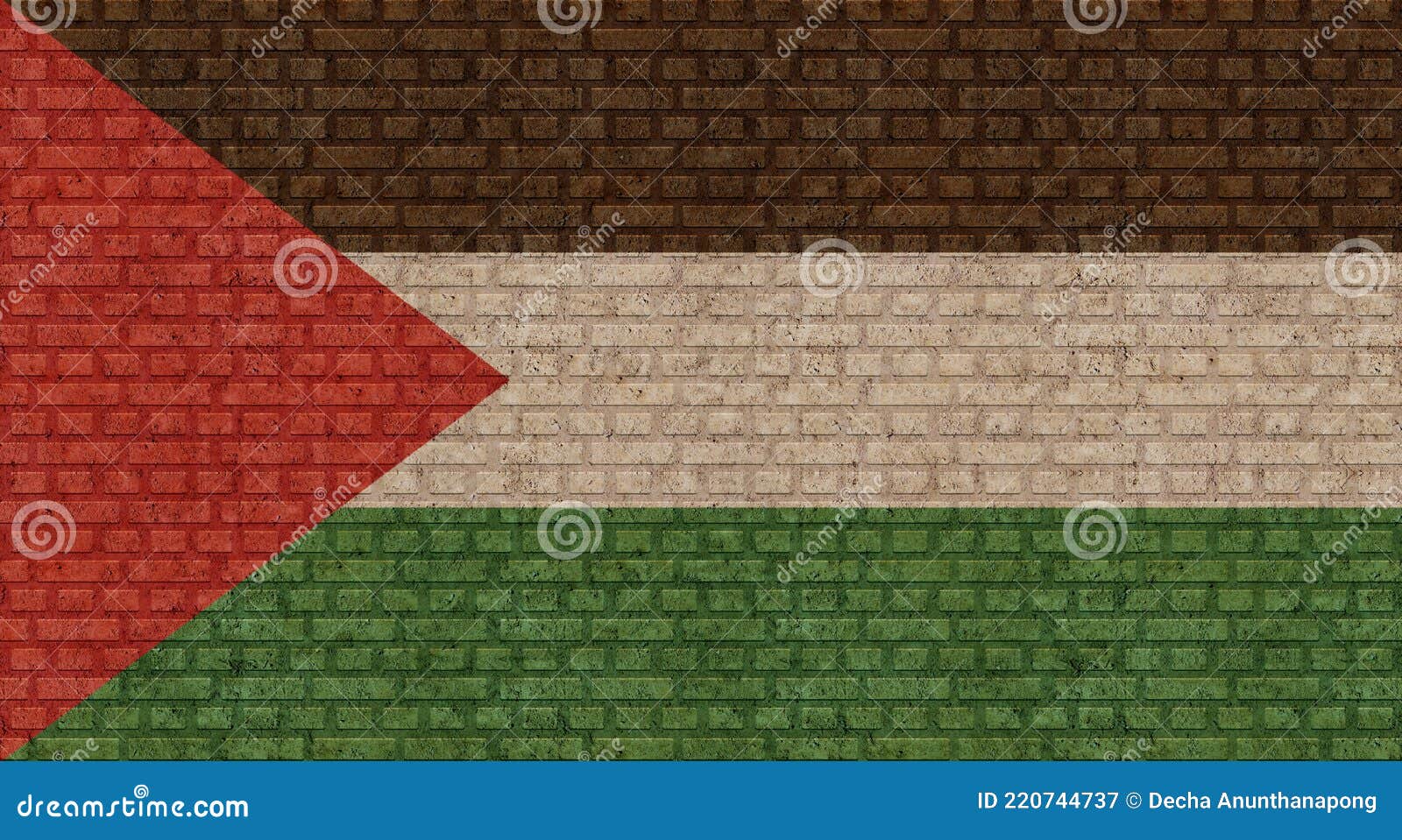 3D Flag of Palestine on Brick Wall Stock Illustration - Illustration of ...