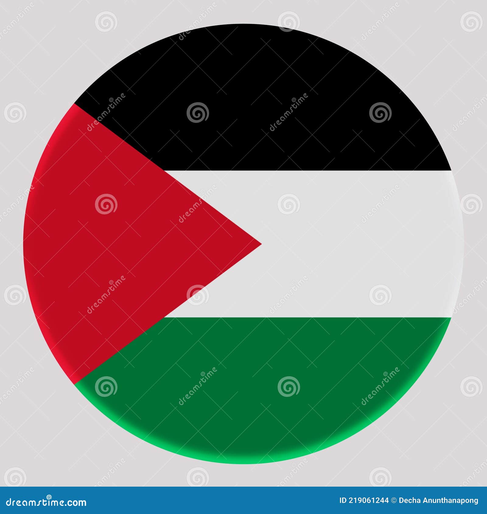 3D Flag of Palestine on Circle Stock Illustration - Illustration of ...