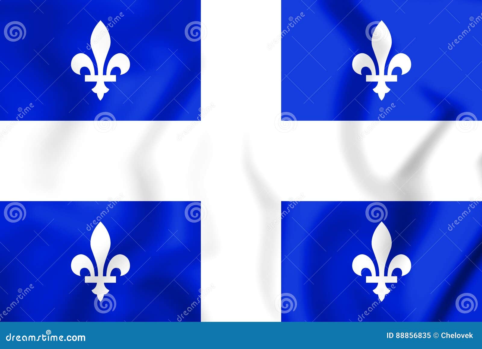 3D Flag of Quebec Province. Stock Illustration - Illustration of symbol ...