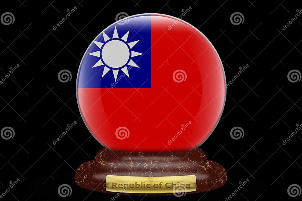 3D Flag of Republic of China on a Globe Stock Illustration ...