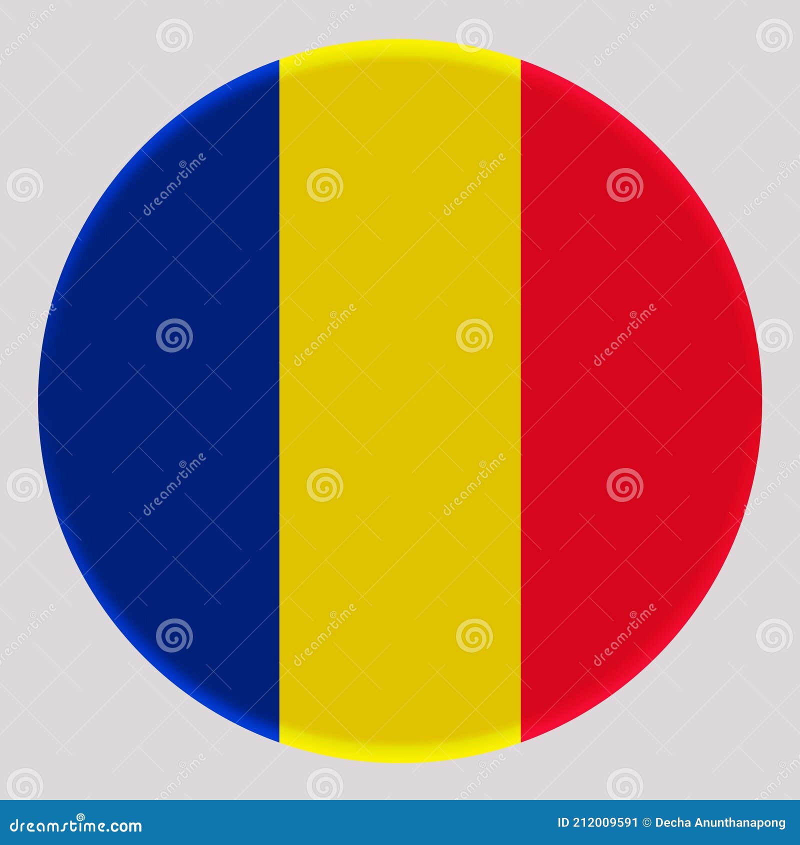 3D Flag of Romania on Circle Stock Illustration - Illustration of ...