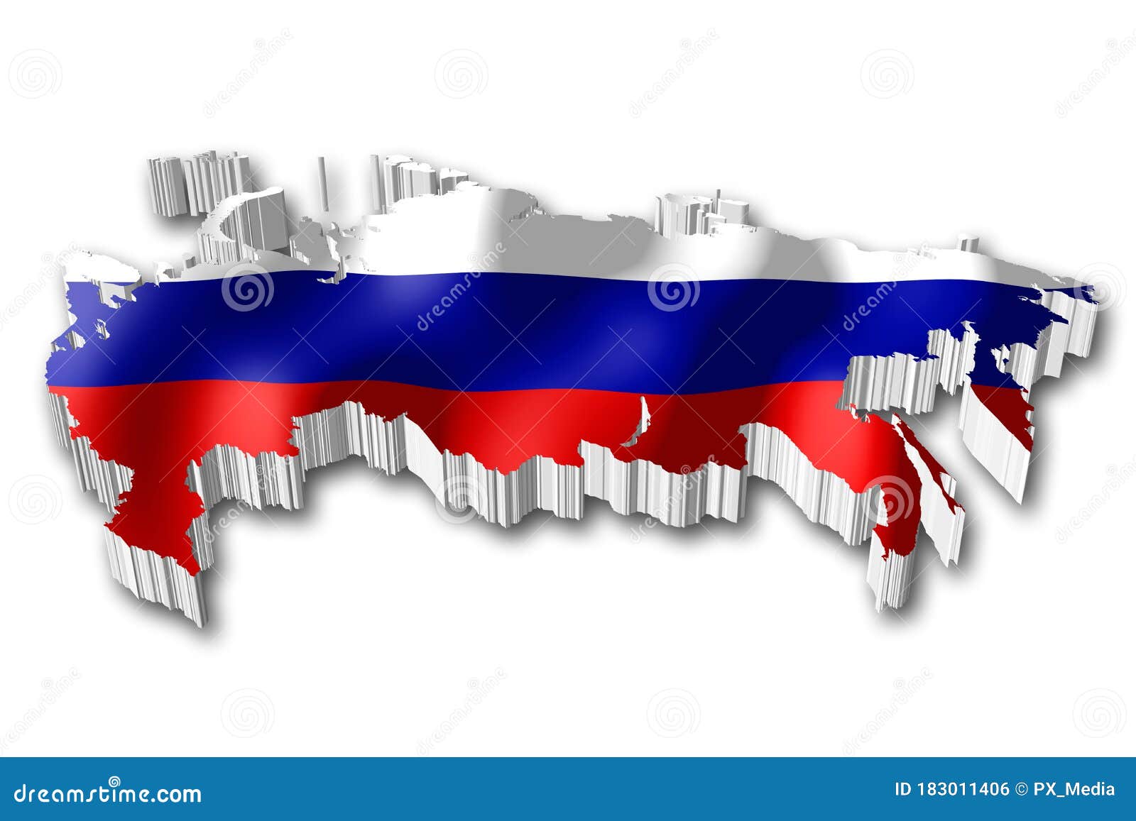 Russia, Russian Federation - 3D Country Border Shape and Flag Stock ...
