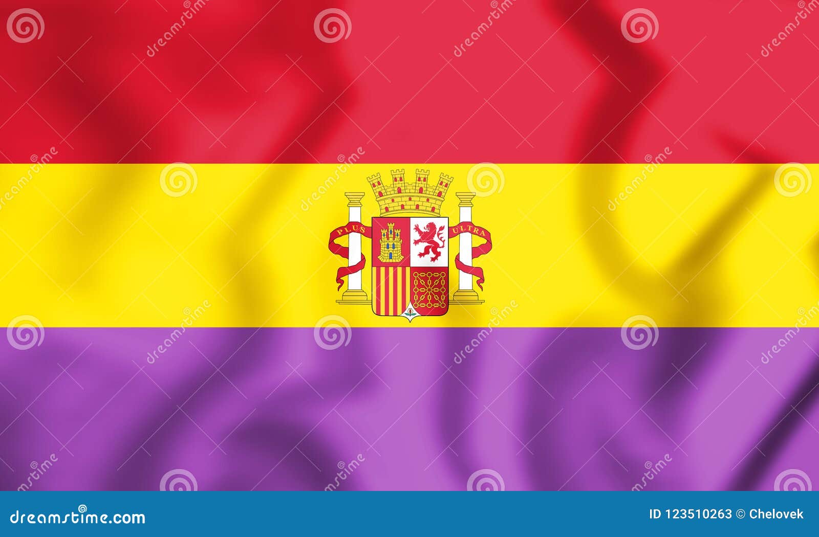 3D Flag of Second Spanish Republic. Stock Illustration - Illustration ...