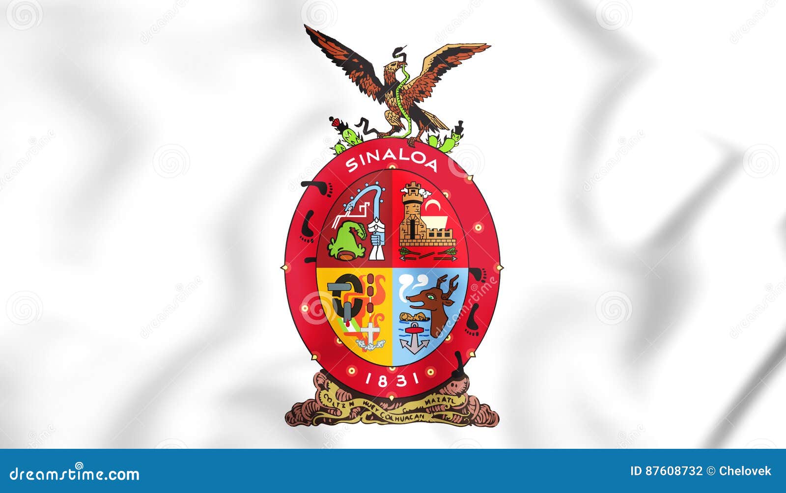 3D Flag of Sinaloa, Mexico. Stock Illustration - Illustration of ...