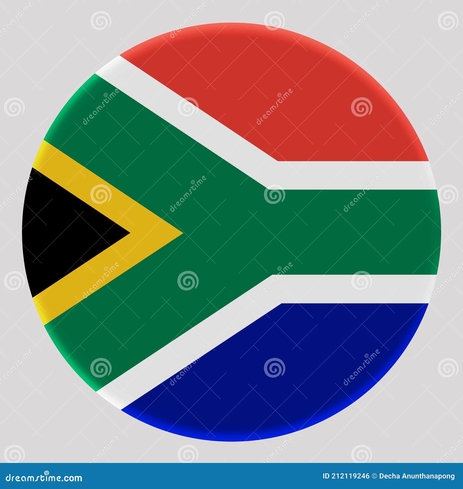 3D Flag of South Africa on Circle Stock Illustration - Illustration of ...