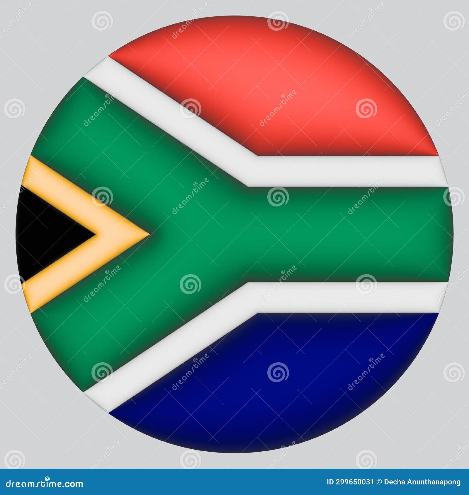 3D Flag of South Africa on Circle Stock Illustration - Illustration of ...