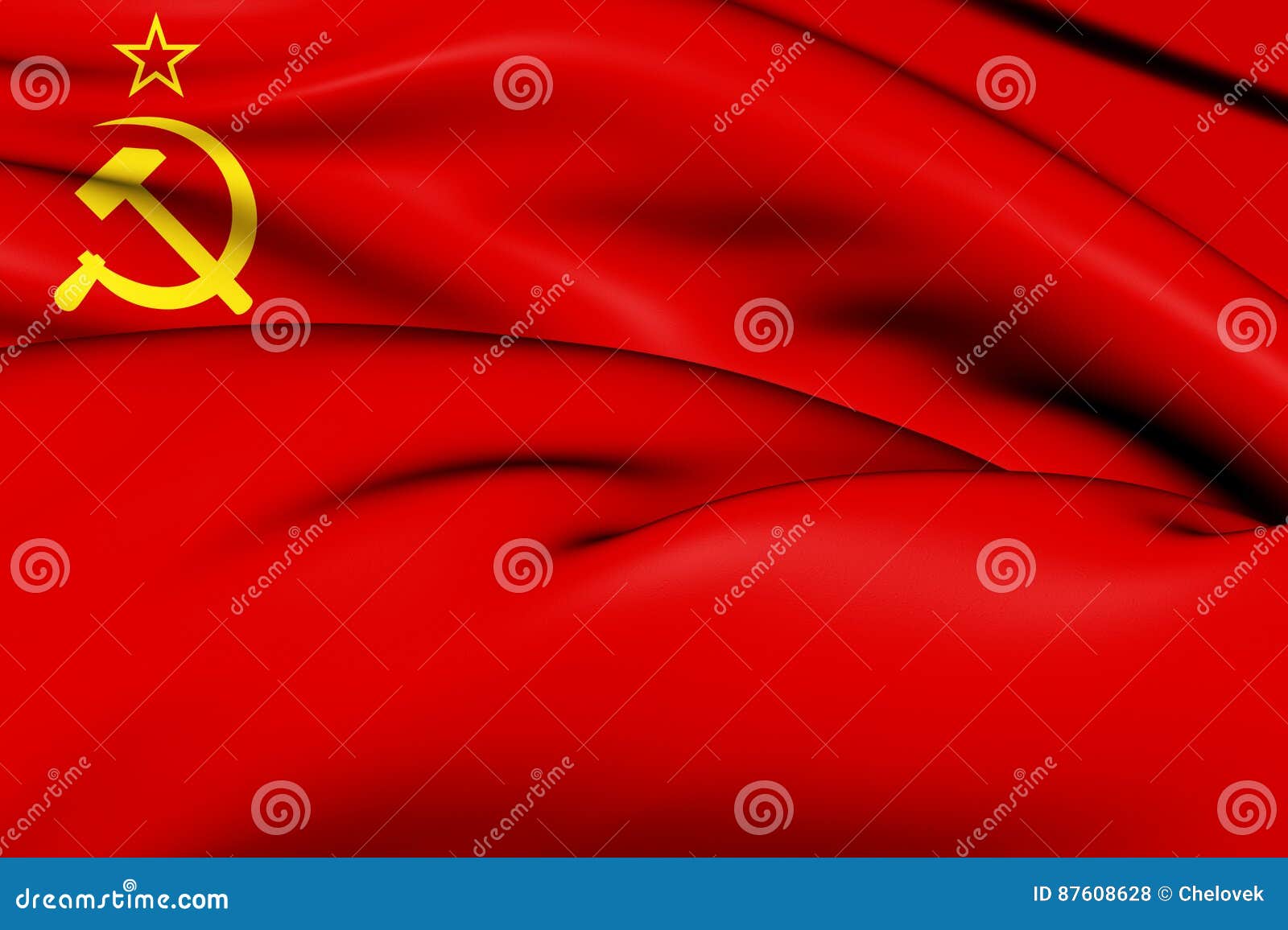 Fluttering Soviet Union (SSSR, USSR) Flag Mockup With The Space For ...