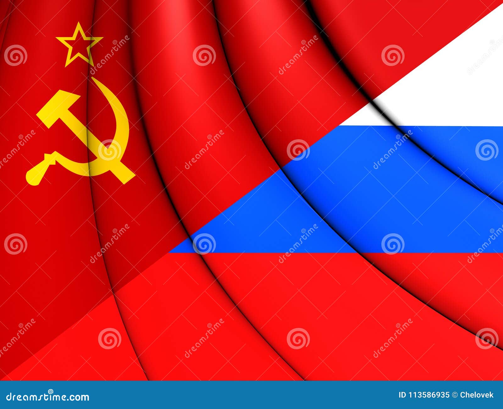 Flag of the Soviet Union and Russia Stock Illustration - Illustration ...