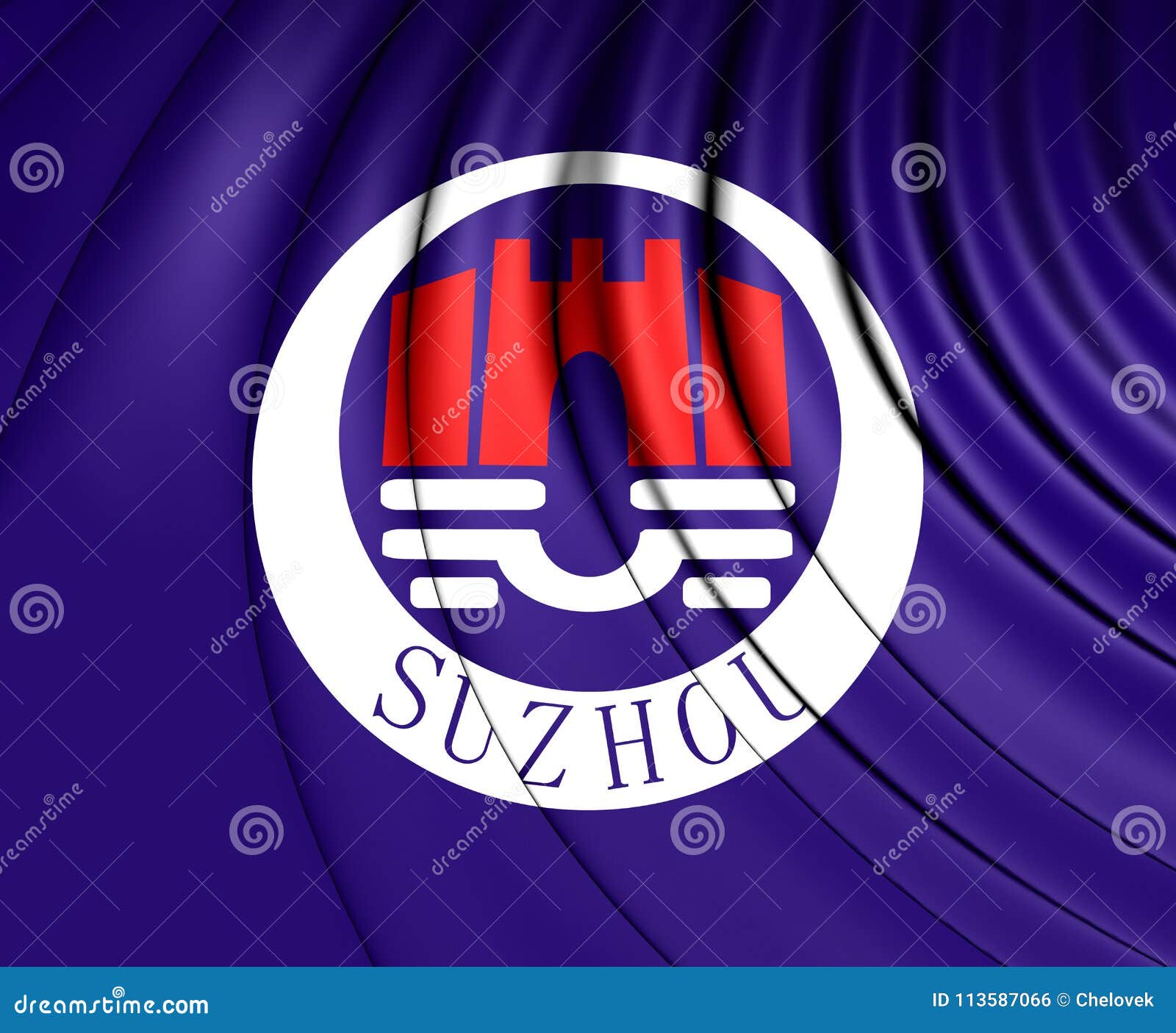 Flag of Suzhou, China. stock illustration. Illustration of coat - 113587066