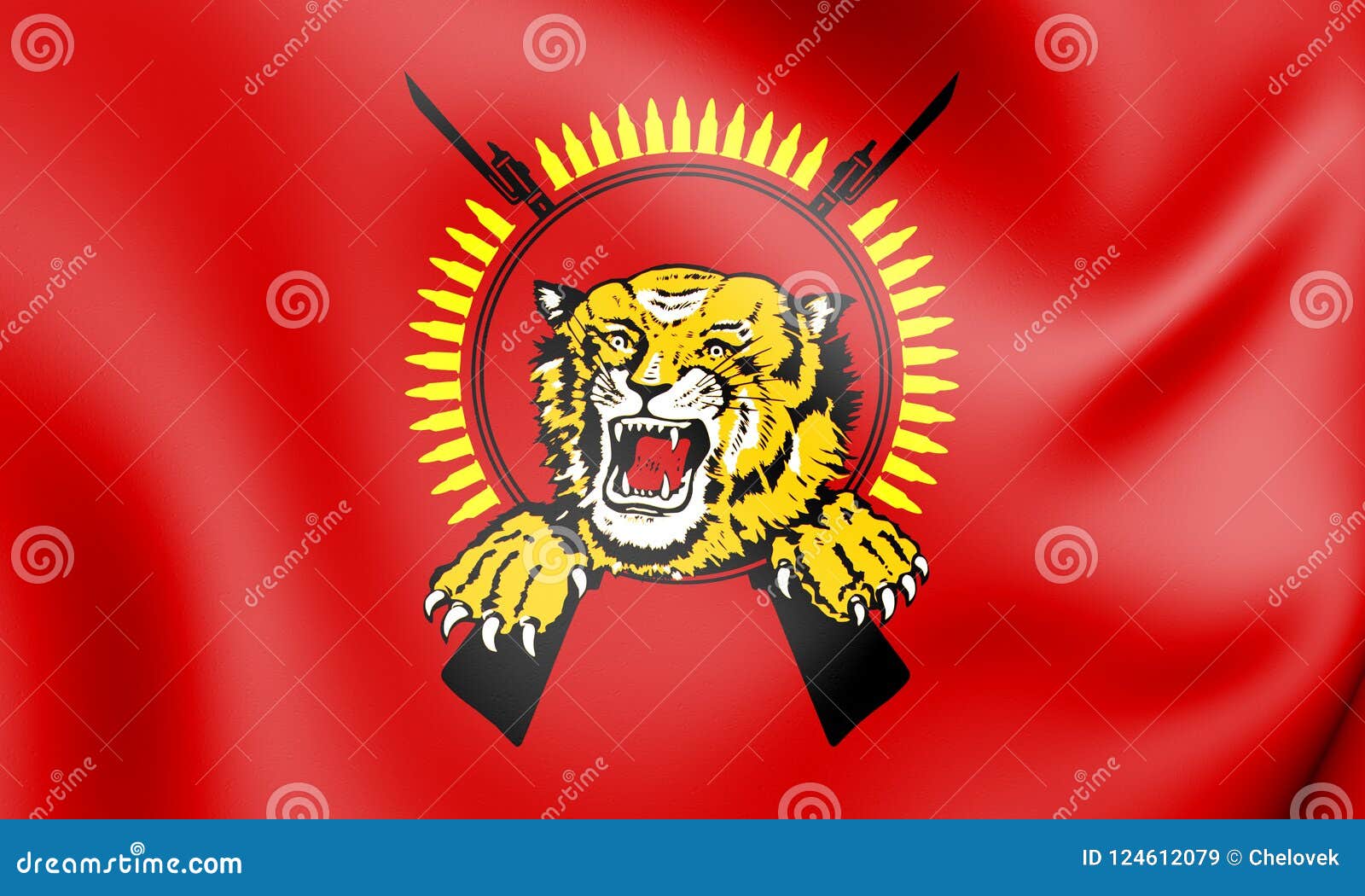 3D Flag of Tamil Eelam. stock illustration. Illustration of pleat ...