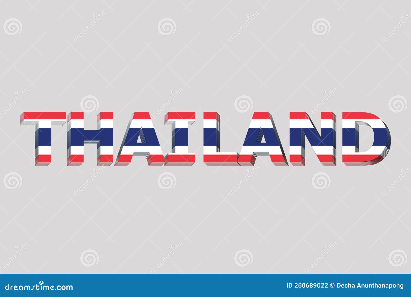 3D Flag of Thailand on a Text Stock Illustration - Illustration of ...