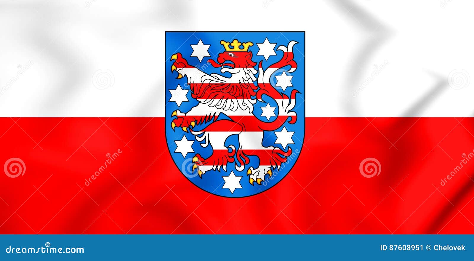 3D Flag of Thuringia, Germany. Stock Illustration - Illustration of ...