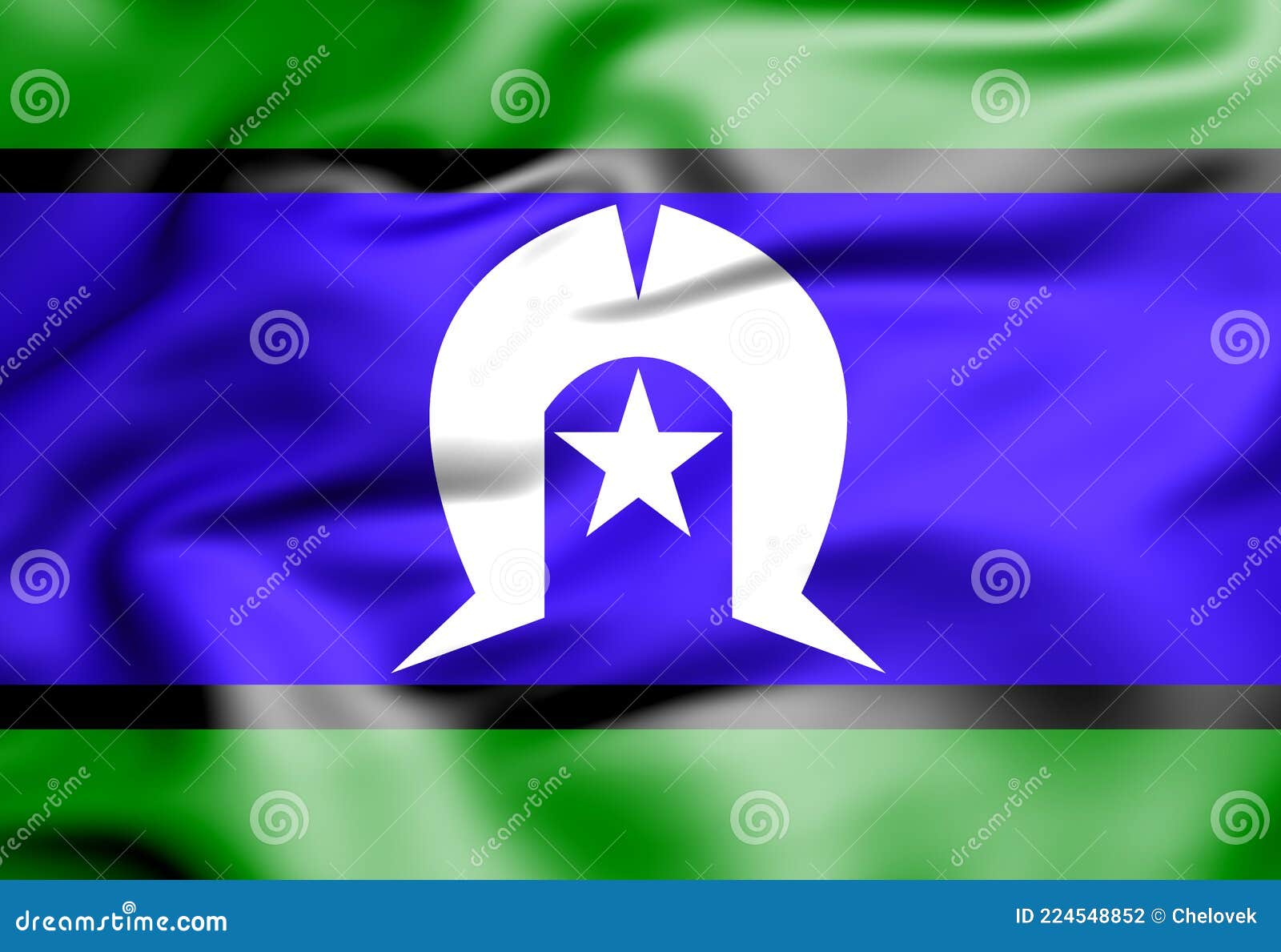 Flag of Torres Strait Islanders. 3D Illustration Stock Illustration ...