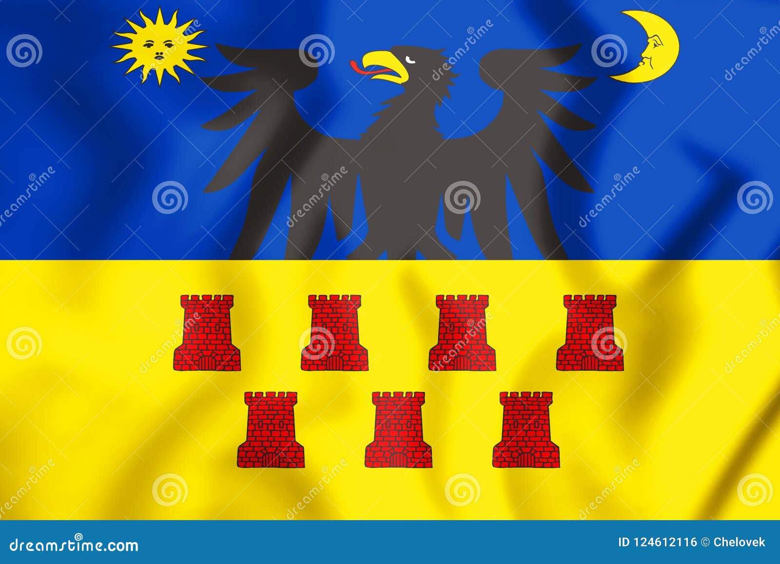 3D Flag of Transylvania. stock illustration. Illustration of fold ...
