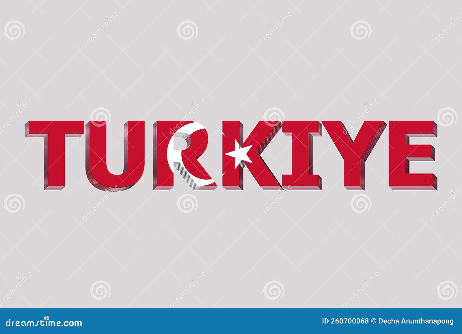 3D Flag of Turkiye on a Text Stock Illustration - Illustration of metal ...
