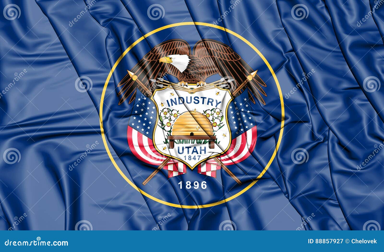 3D Flag of Utah, USA. stock illustration. Illustration of flag - 88857927
