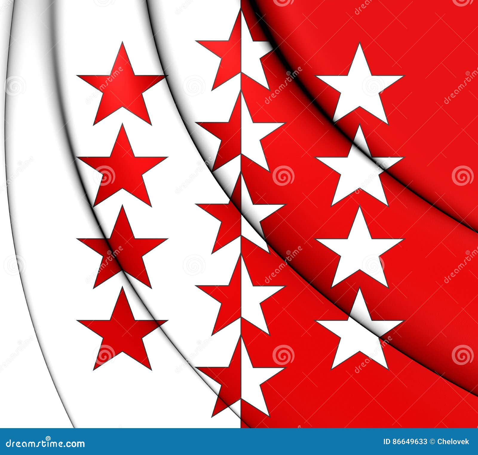 3D Flag of Valais, Switzerland. Stock Illustration - Illustration of ...