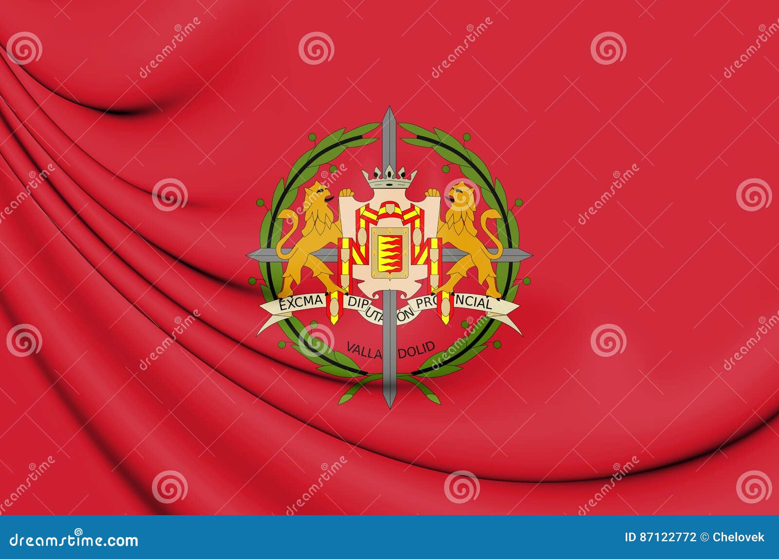 3D Flag of Valladolid Province, Spain. Stock Illustration ...