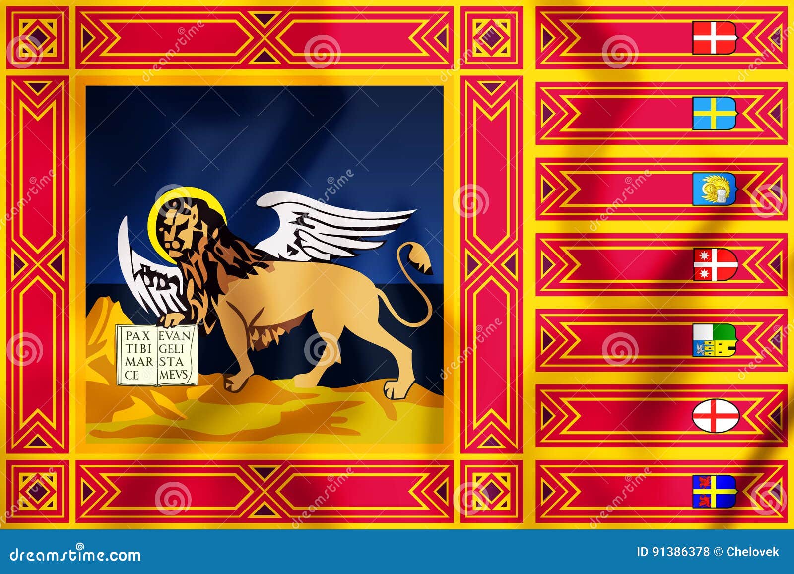 3D Flag of Veneto, Italy. stock illustration. Illustration of italy ...