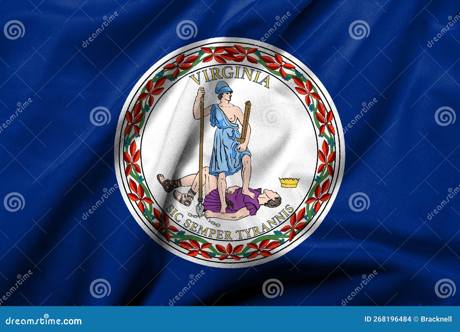 3D Flag of Virginia satin stock illustration. Illustration of goverment ...