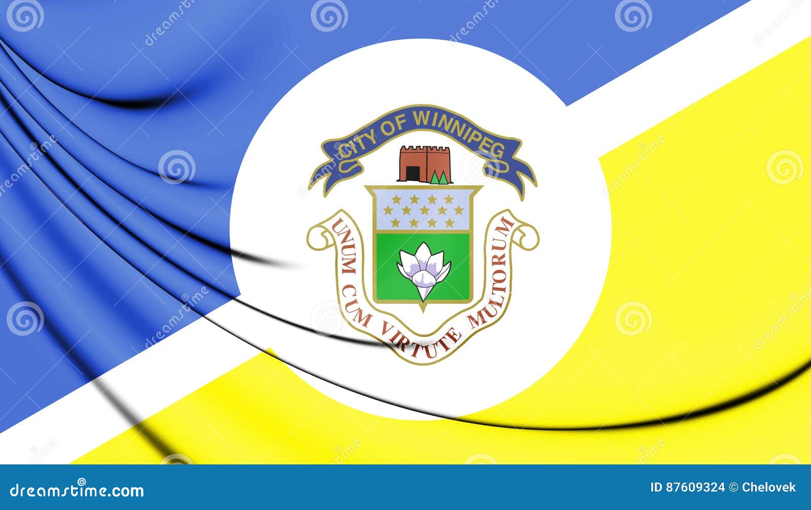 3D Flag of Winnipeg, Canada. Stock Illustration - Illustration of curve ...