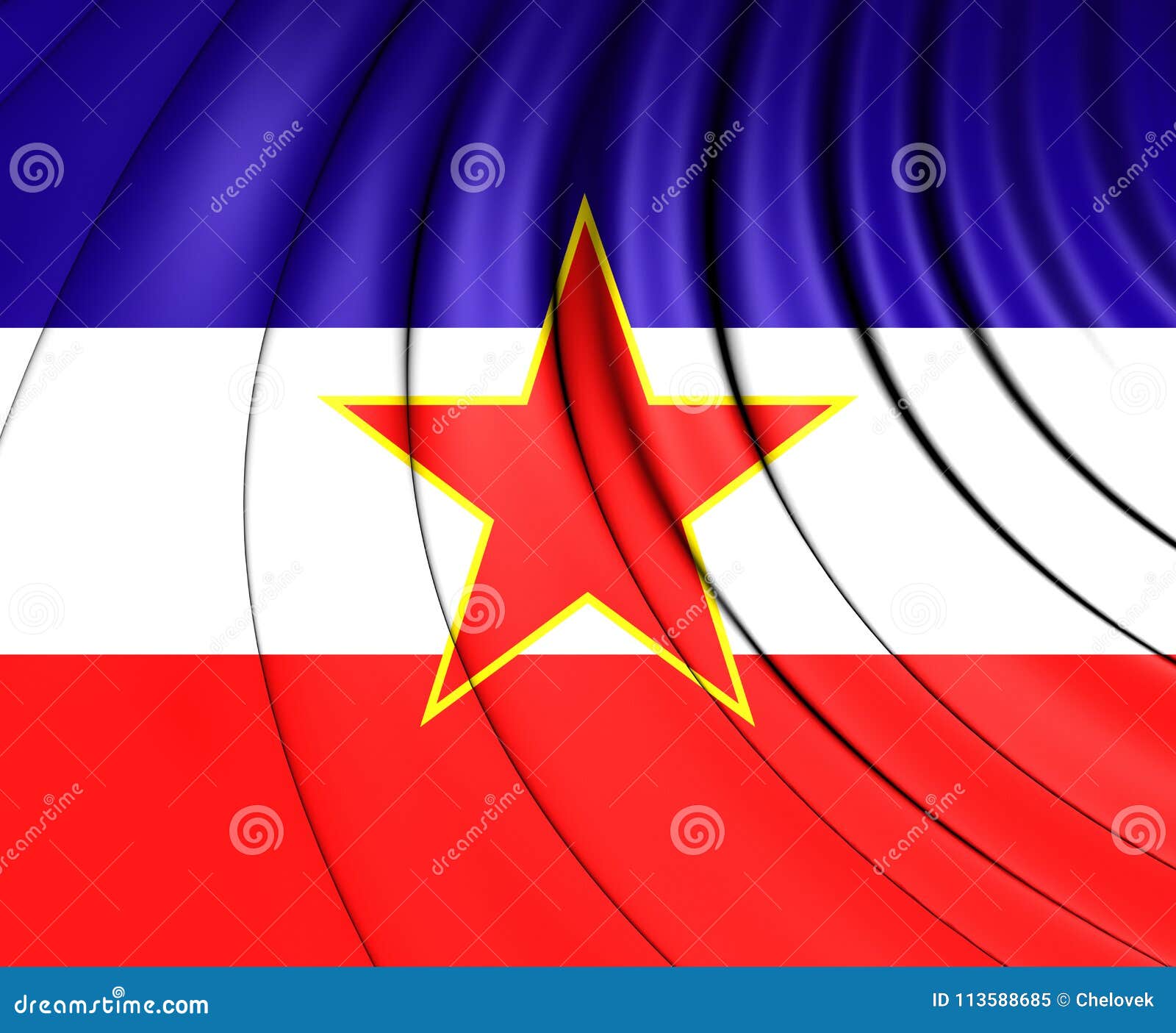 Flag of Yugoslavia stock illustration. Illustration of sfry - 113588685