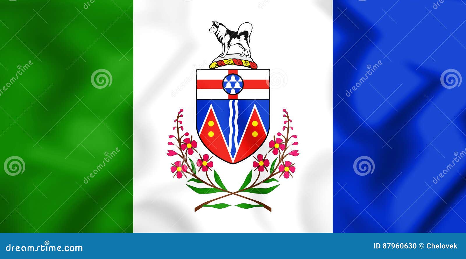 3D Flag of Yukon, Canada. stock illustration. Illustration of symbol ...