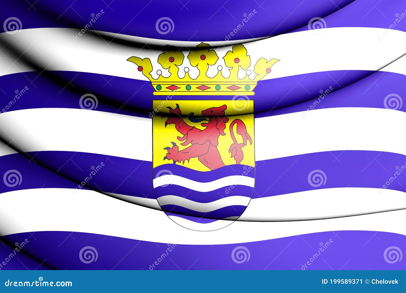 3D Flag of Zeeland, Netherlands. Stock Illustration - Illustration of ...