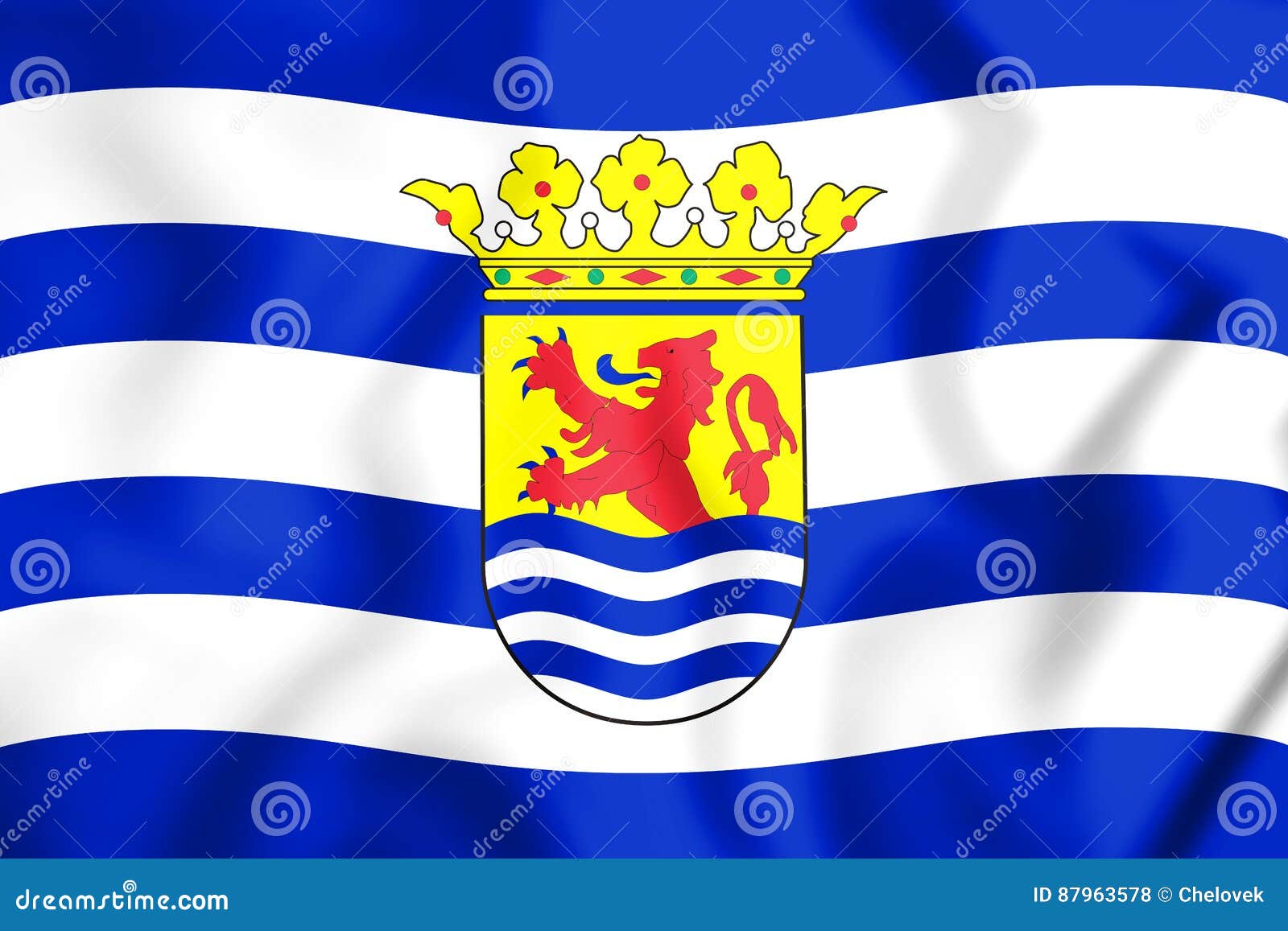 3D Flag of Zeeland, Netherlands. Stock Illustration - Illustration of ...