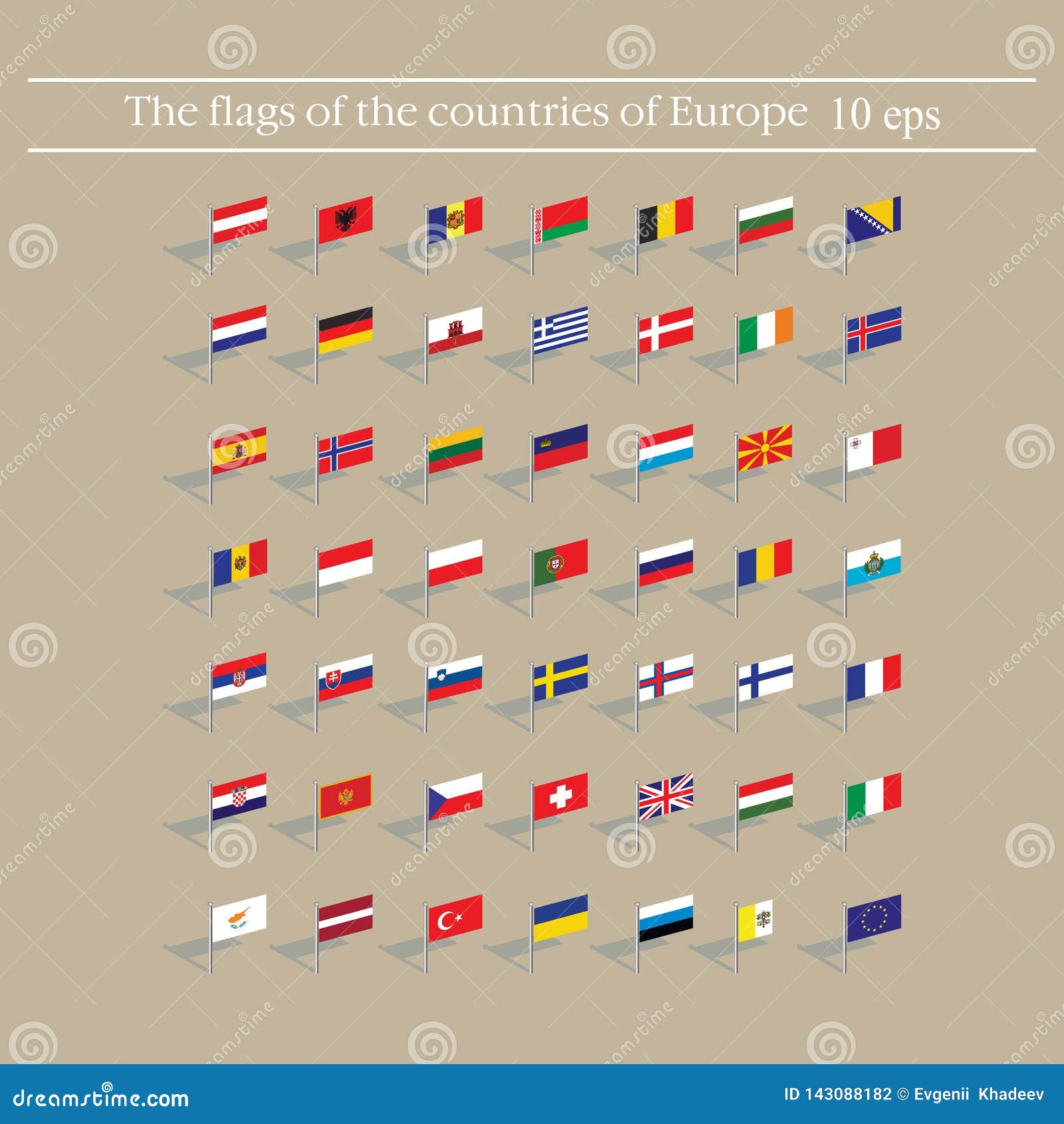 3d Flags Set. Europe. Vector Illustration 10eps Stock Illustration ...