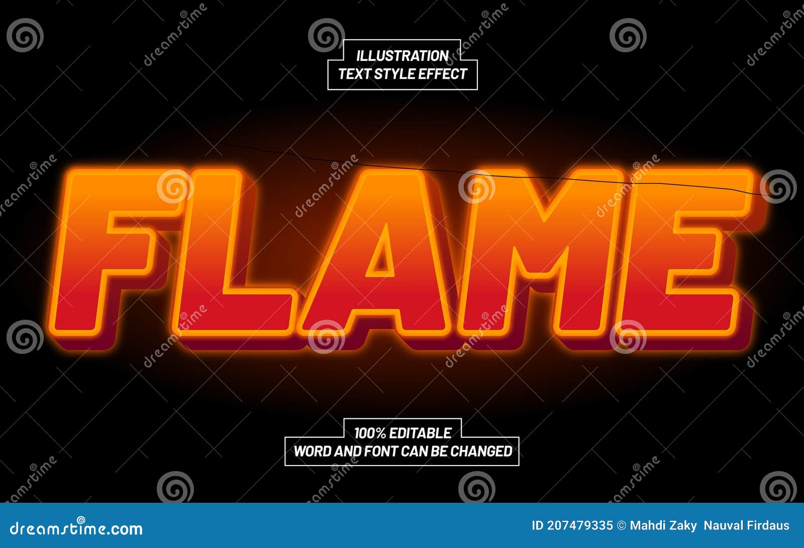 3D Flame Bold Text Style Effect Stock Vector - Illustration of design ...