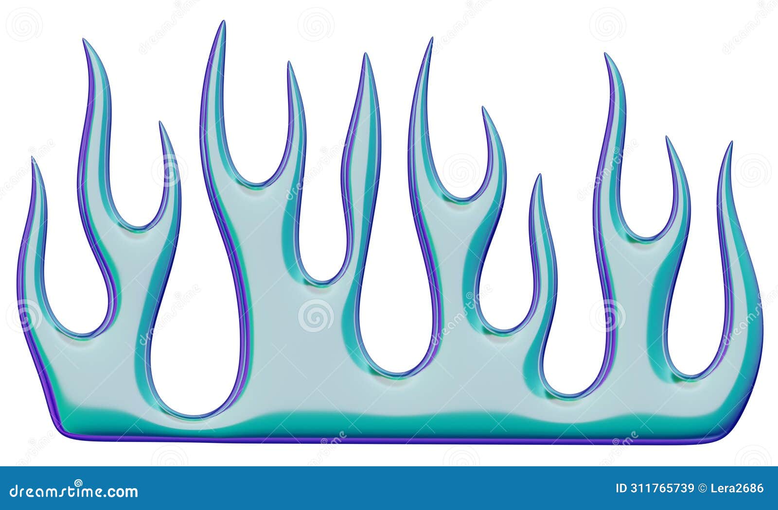 3D Flame. Trendy Y2K Element. Blue Colorful Burning Fire Shape with ...