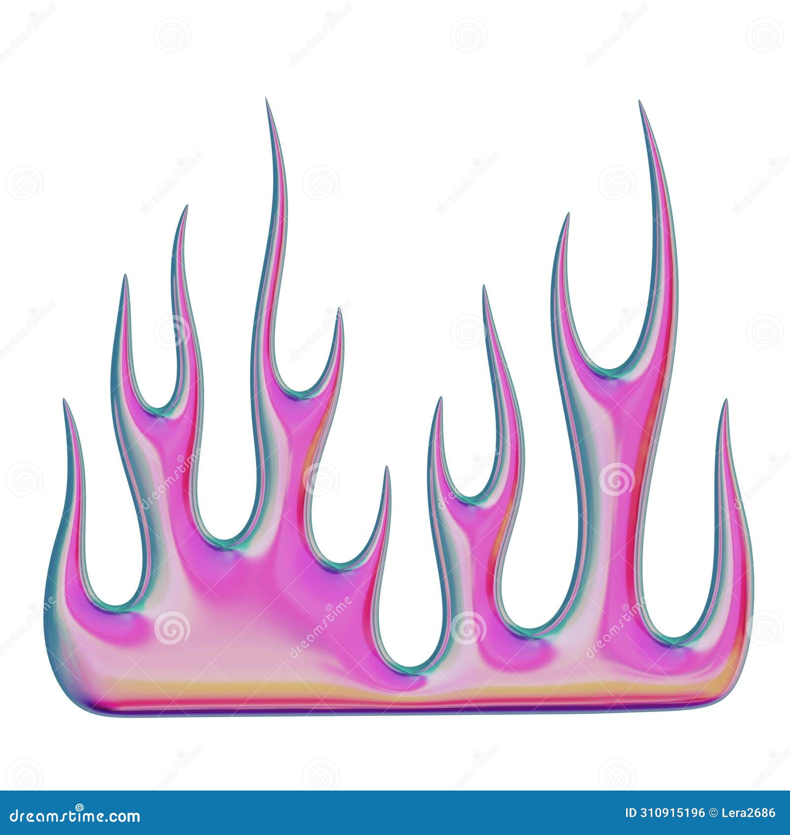 3D Flame. Trendy Y2K Element. Pink Colorful Burning Fire Shape with ...