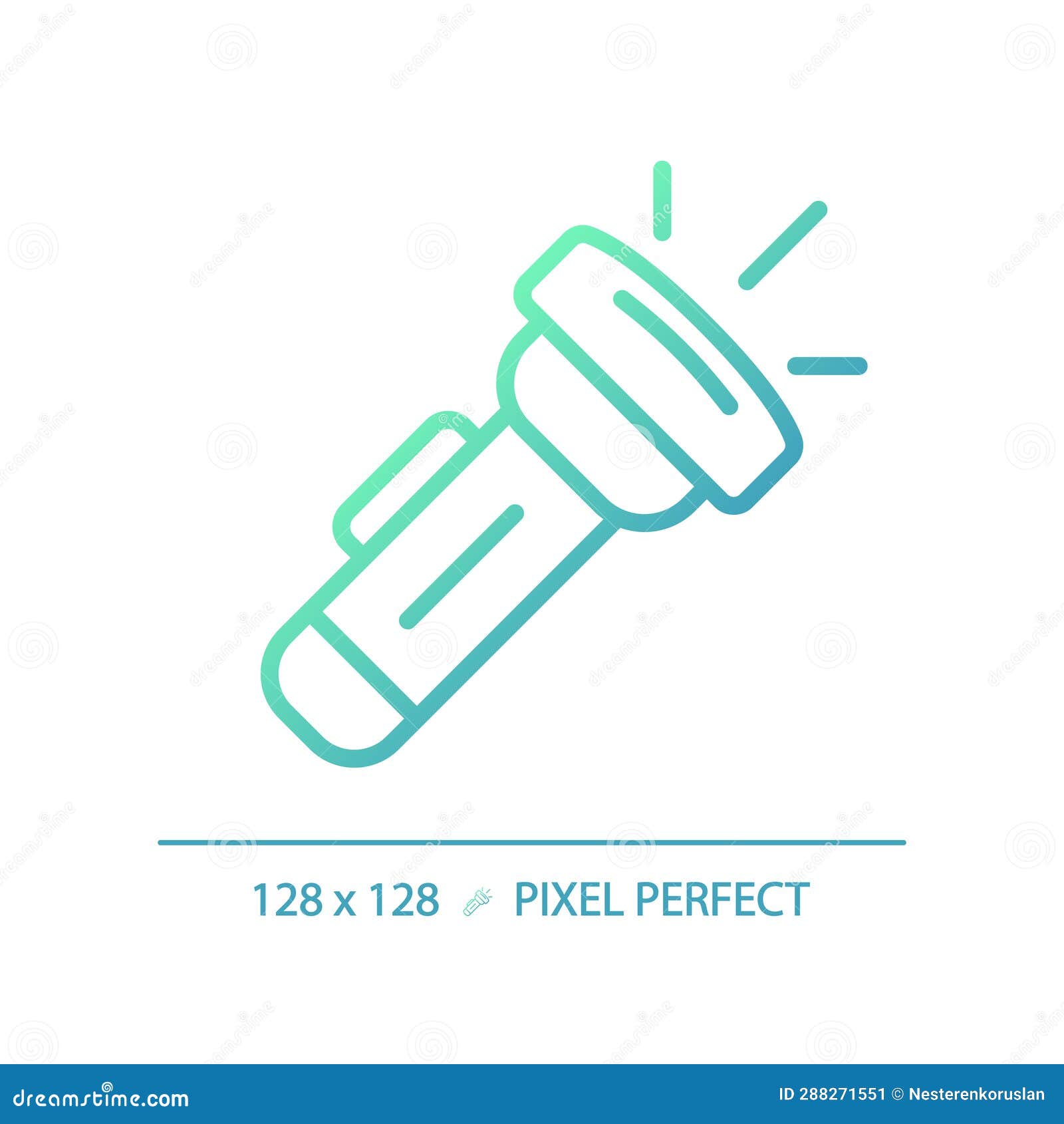 2D Flashlight Gradient Thin Linear Green Icon Stock Illustration ...