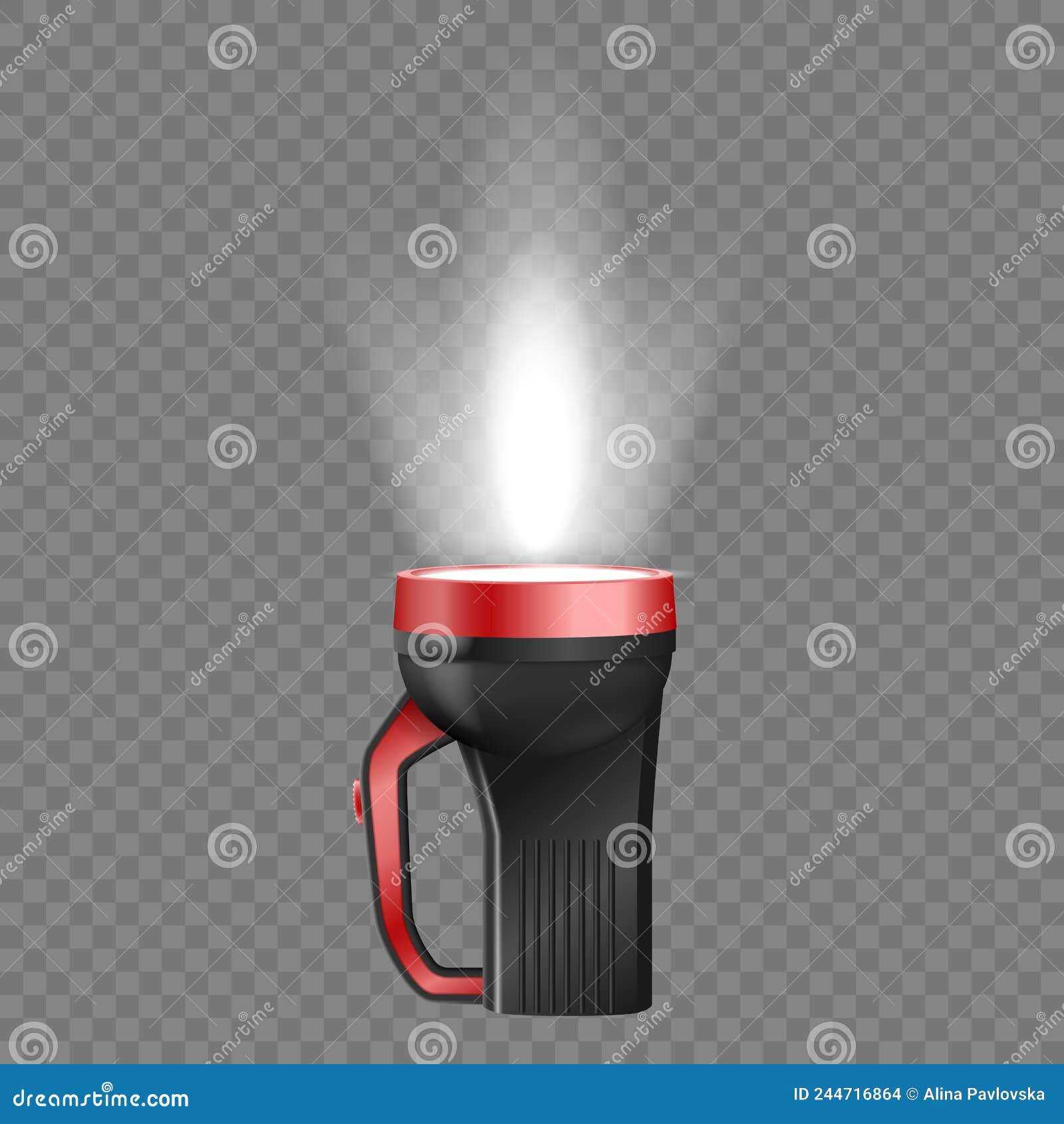 3d Flashlight With Light Isolated On Transparent Background. Realistic ...