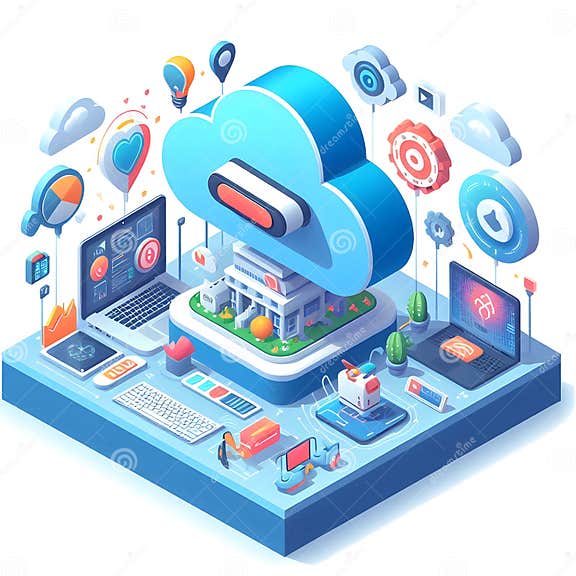 3d Flat As Cloud Computing with Virtual Reality VR and Augmented ...