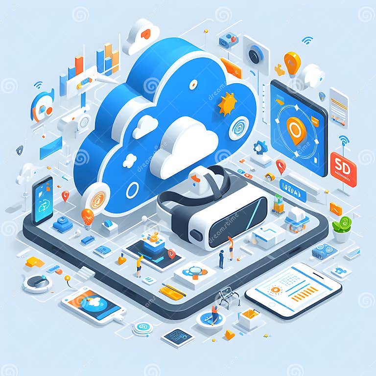 3d Flat As Cloud Computing with Virtual Reality VR and Augmented ... 3d Flat As Cloud Computing with Virtual Reality VR and Augmented ...