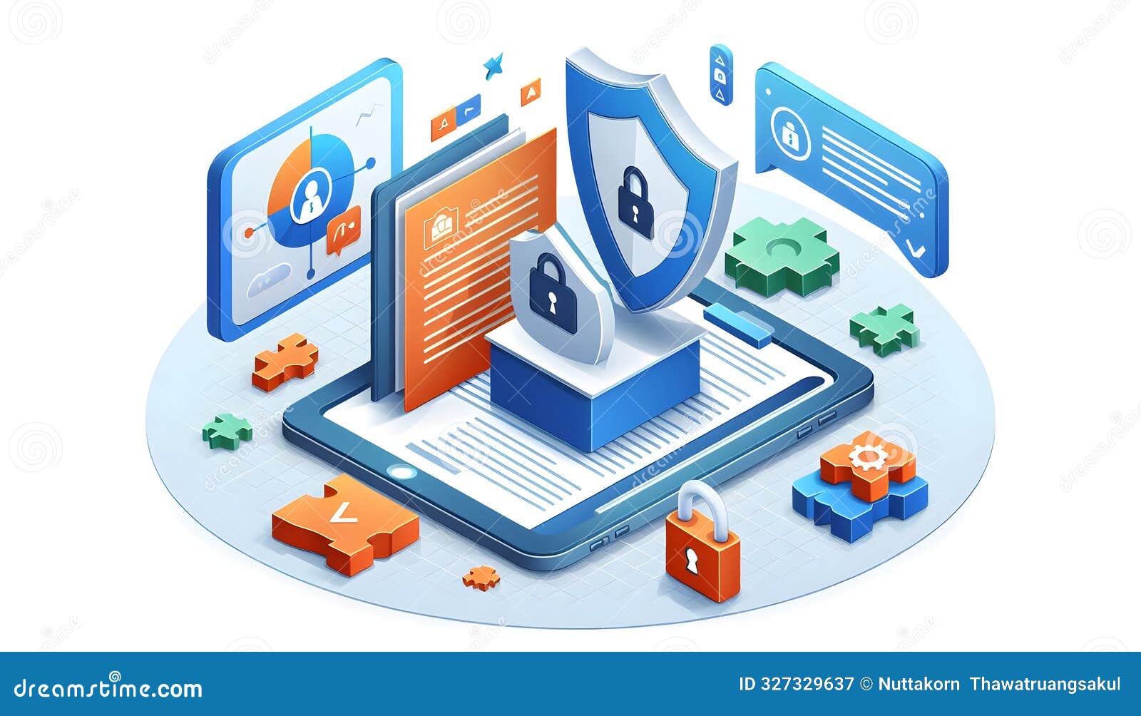 3d Flat As Cybersecurity Policy Icon with a Document and Shield Concept ...