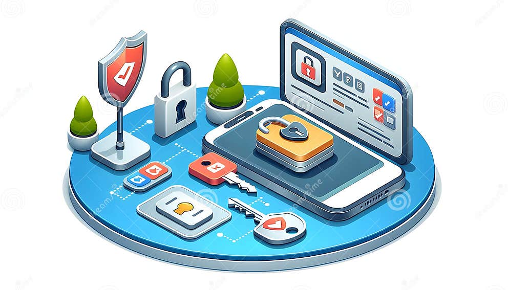 3d Flat As Secure Access Control Icon with a Keycard and Shield Concept ...