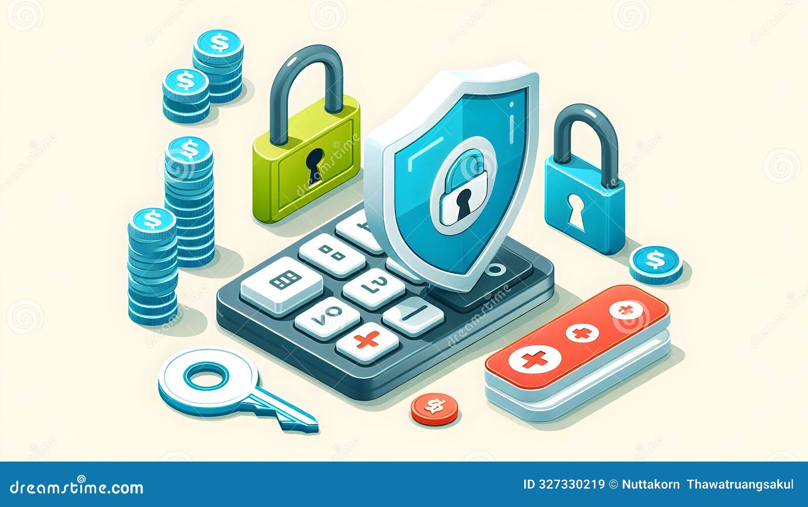 3d Flat As Security Token Icon with a Key and Shield Concept As Vector ...