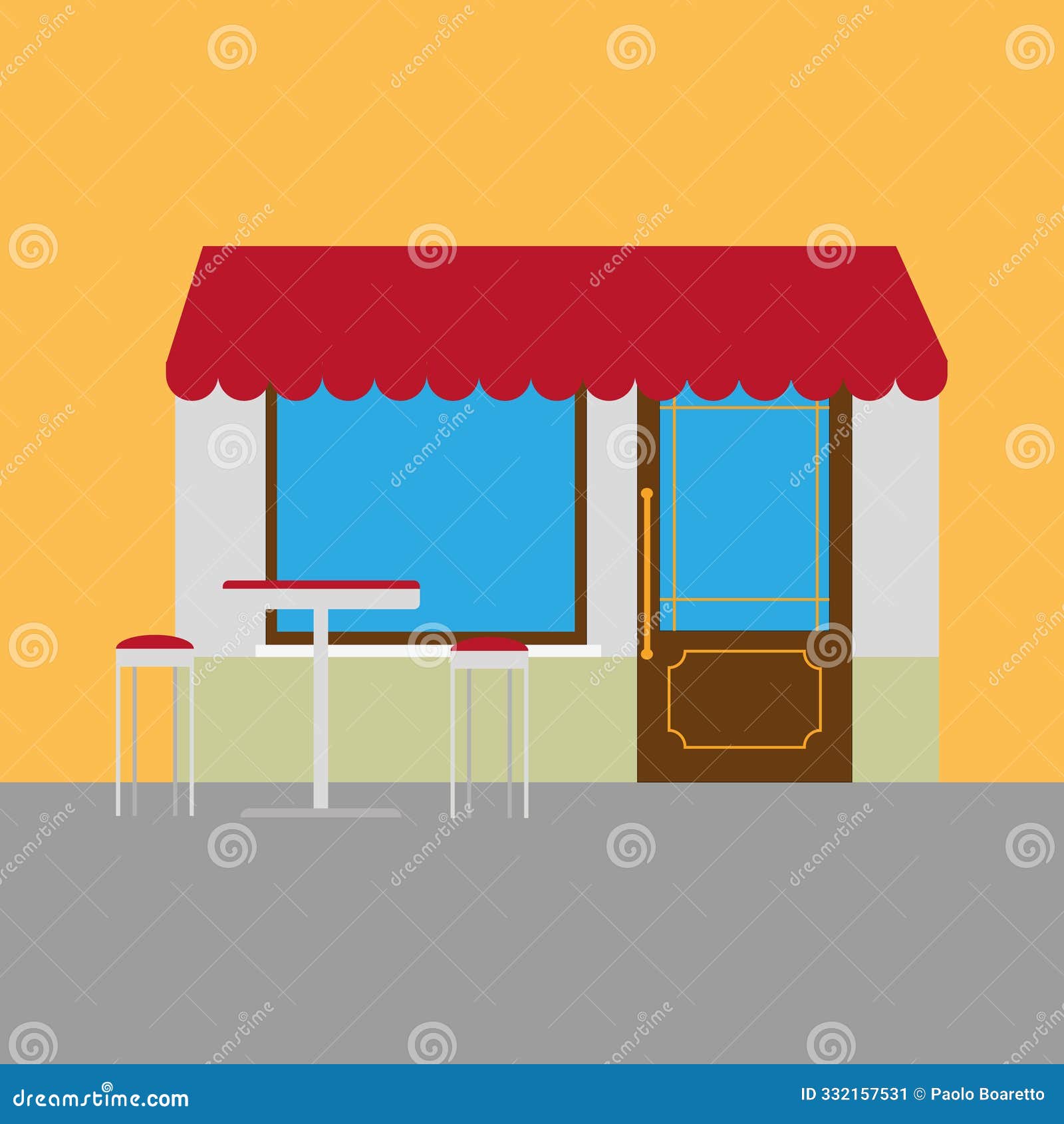 2D Flat Design Cafe Vector Illustration Stock Illustration ...