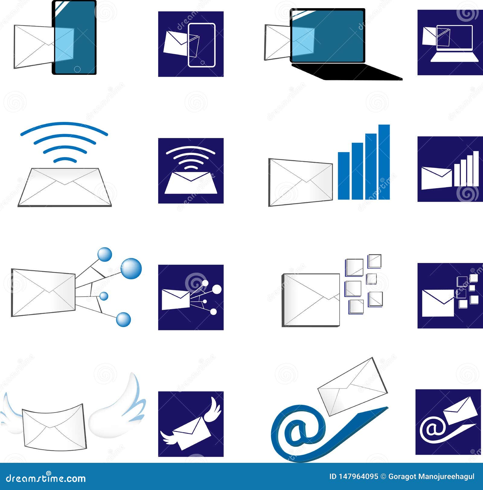 3D and flat email icon stock vector. Illustration of icon - 147964095